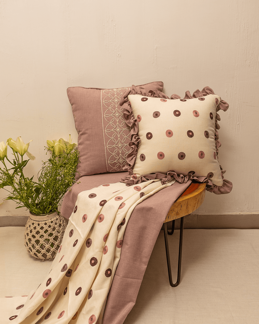 Scarlet Bloom – Set of 5 Cushion Covers – Studio Iona